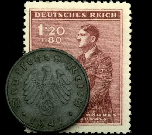 DE 1941 Rare Old WWII German War 10 Reichspfennig Coin & Stamp World ...
