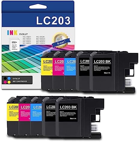Amazon.com: LC203 Ink Cartridge(10-Pack, 4BK/2C/2M/2Y) - Compatible ...