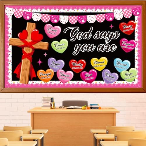 Amazon.com : Valentine's Day Religious Bulletin Board Decoration Set ...