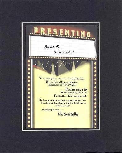 Amazon.com: Antidote to Procrastination Poem on 11 x 14 inches Double ...