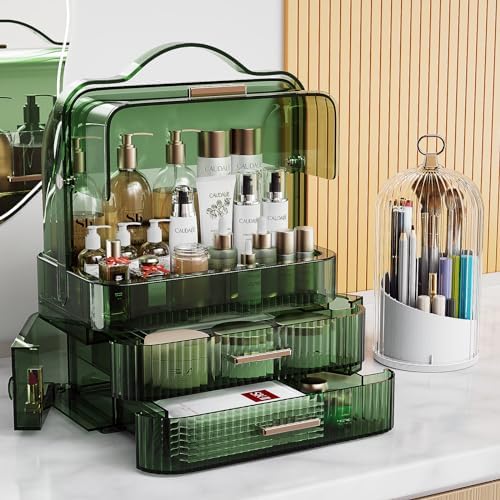 Amazon.com: Makeup Organizer, 3 Layers Large Capacity Cosmetic Storage ...