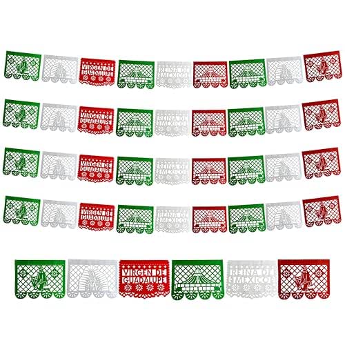 Decoracion Papel Picado Virgen de Guadalupe tricolor, paquete con 10 ...