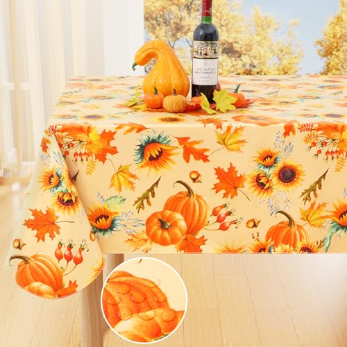 Smiry Fall Rectangle Table Cloth, Waterproof Vinyl Tablecloth with ...
