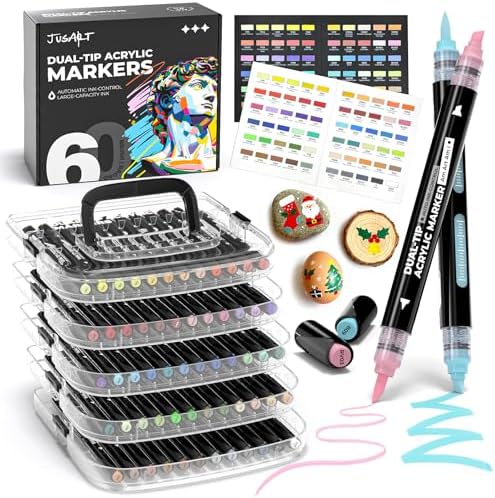 Amazon.com: JusArt 60 Colors Automatic Ink Control Acrylic Paint ...