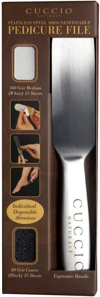 Cuccio Pro Stainless Steel Pedicure File (15 Grit Coarse Sheets and 15 ...