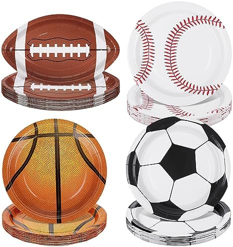 Amazon.com: HiEnjoin Sports Birthday Party Paper Plates, 50PCS Baseball ...
