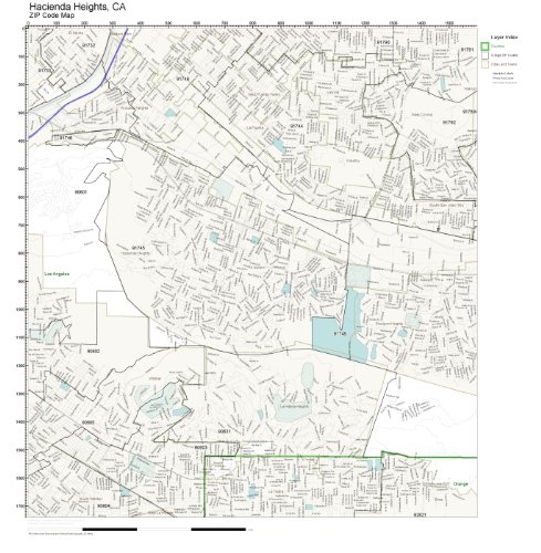 Amazon.com : ZIP Code Wall Map of Hacienda Heights, CA ZIP Code Map ...