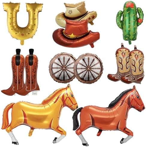 Amazon.com: 12 Pcs Western Cowboy Themed Horse Balloon Kit, Western ...