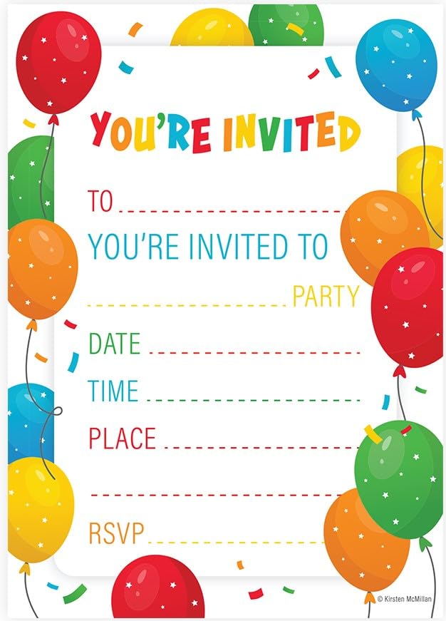 Datasafe 32 Kids Childrens Birthday Party Invitations with Envelopes ...