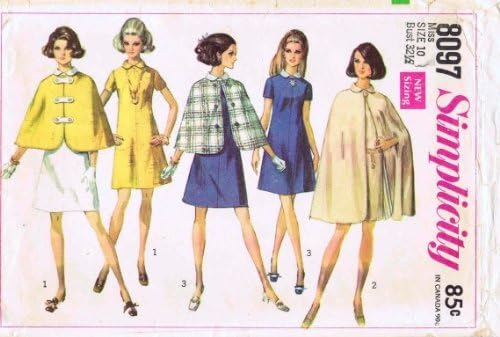 Amazon.com: Simplicity 8097 Vintage Sewing Pattern Reversible Cape ...