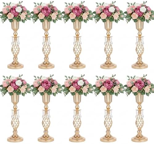 Amazon.com: Pack of 10 Wedding Crystal Flower Vases: Elegant Floral ...