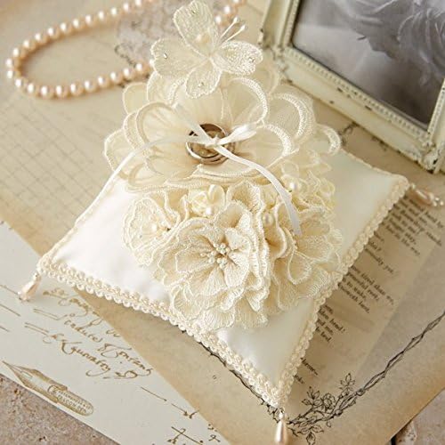 Amazon | 糸・ボンド・チャコペン付き☆ レースフラワーのブーケリングピロー スクエア手作りキット シャンパンゴールド | 手芸キット 通販