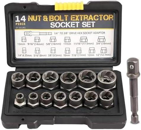 14 PCS Bolt Extractor Set, Impact Bolt & Stripped Lug Nut Remover ...