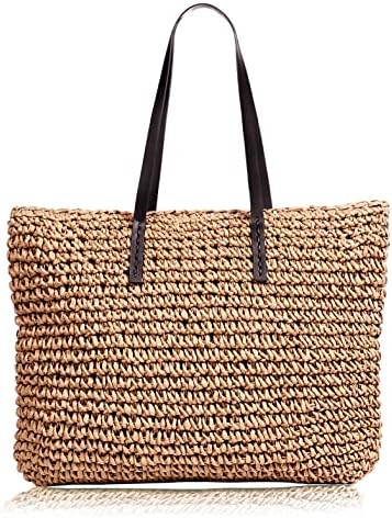YXILEE Large Straw Bags For Women | Straw Travel Beach Totes Bag M ...