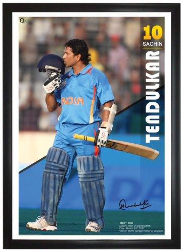 Sachin Tendulkar 100th 100 with Digital Signature (Black Frame, 60.96 ...