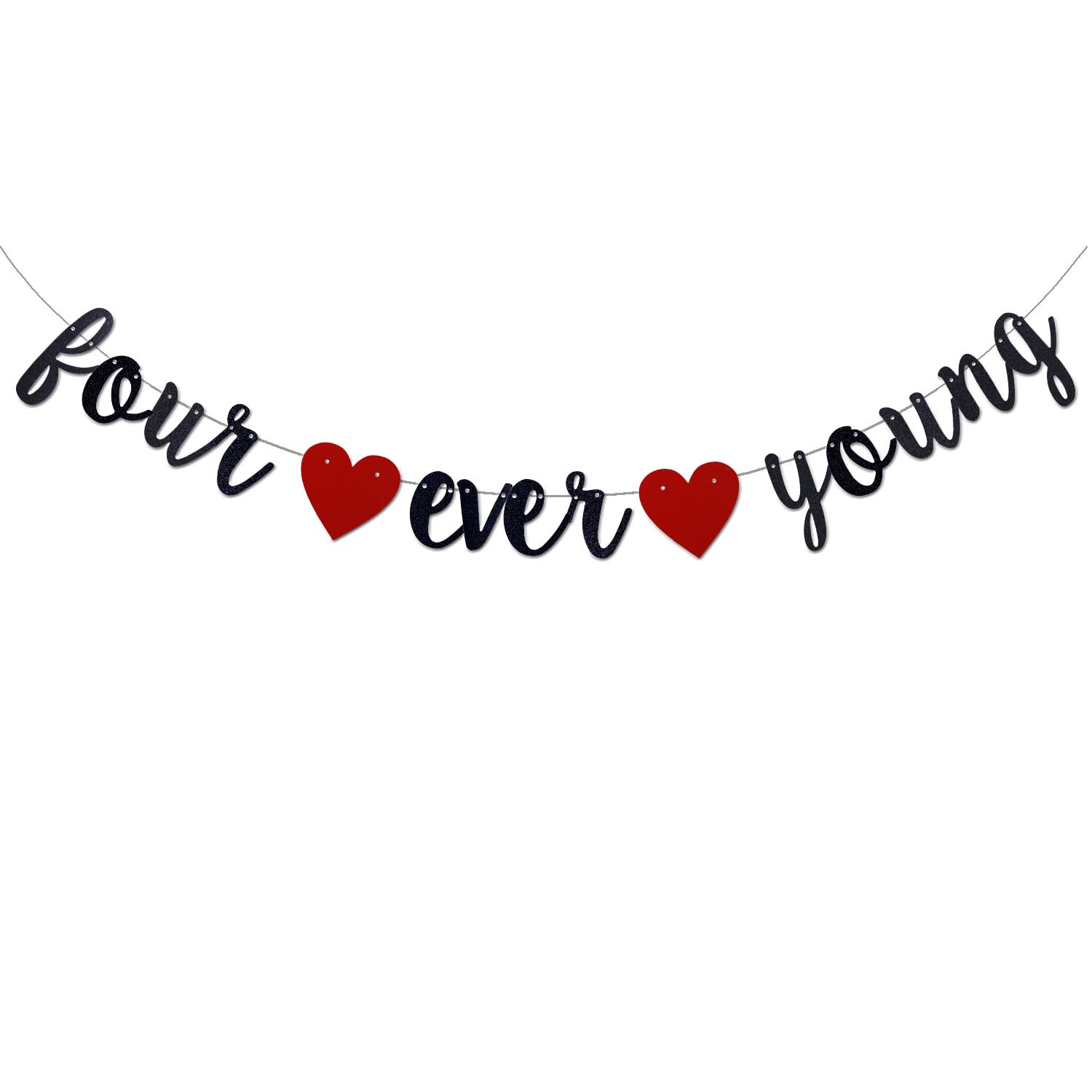 Amazon.com: Four Ever Young Banner for 4th Birthday Party Decorations ...