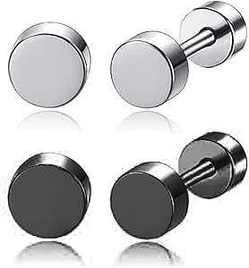 Amazon.com: Pack of Titanium Round Flat Top Disc Flat Back Earrings ...
