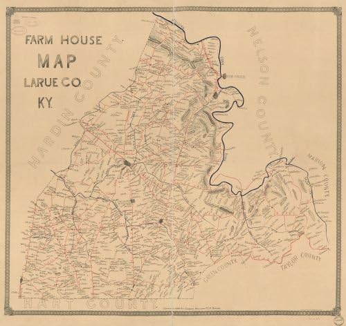 Amazon.com: 1899 Map Farm House map, Larue Co, Ky. - Size: 24x24 ...