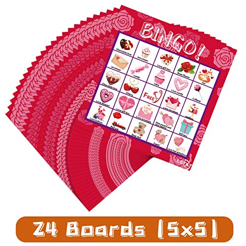 Snapklik.com : Bingo Cards Valentine Cards For Kids Adults-24 Players ...