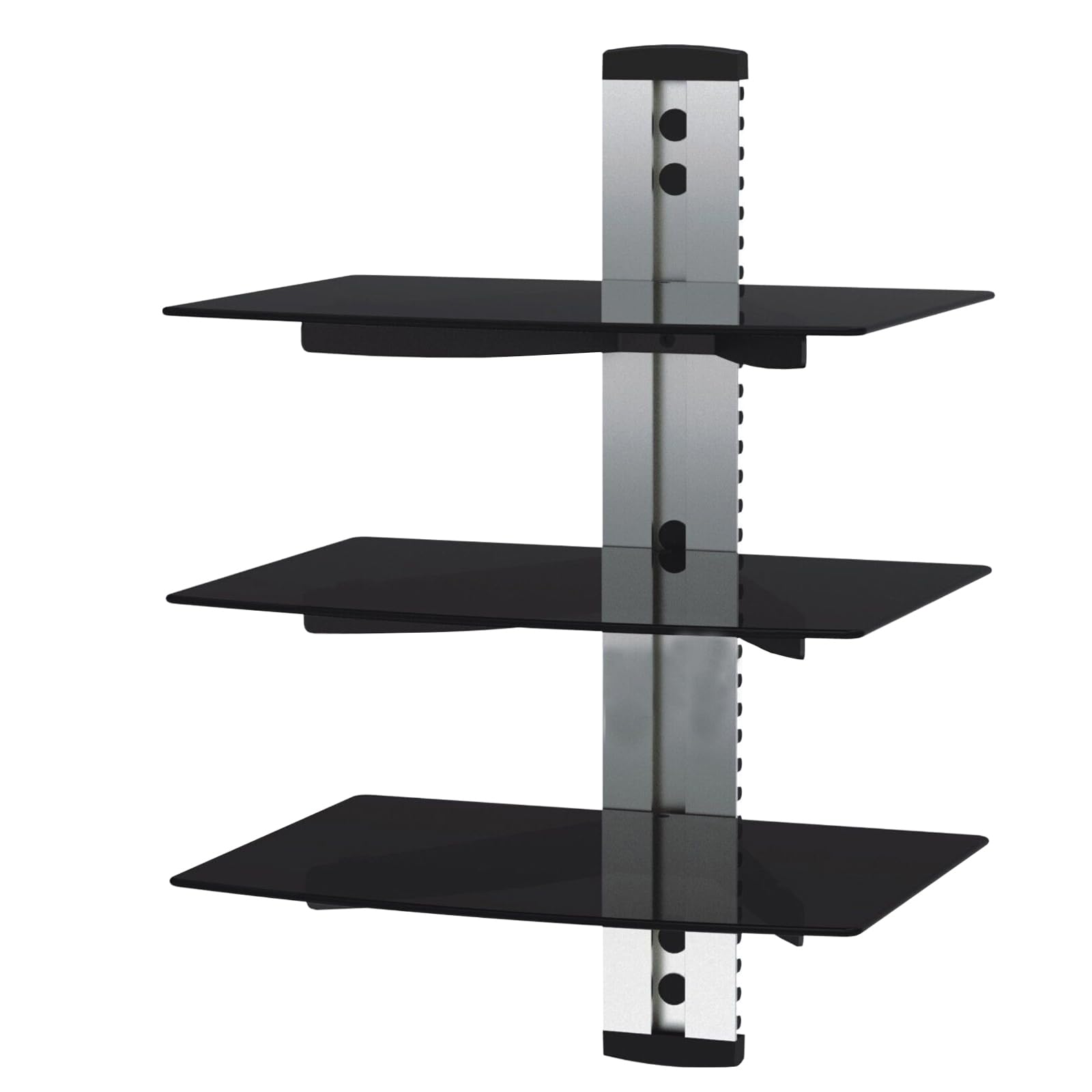 3 Tier Black Wall Shelf Mount Glass Floating DVD Player Sky Box ps xbox ...