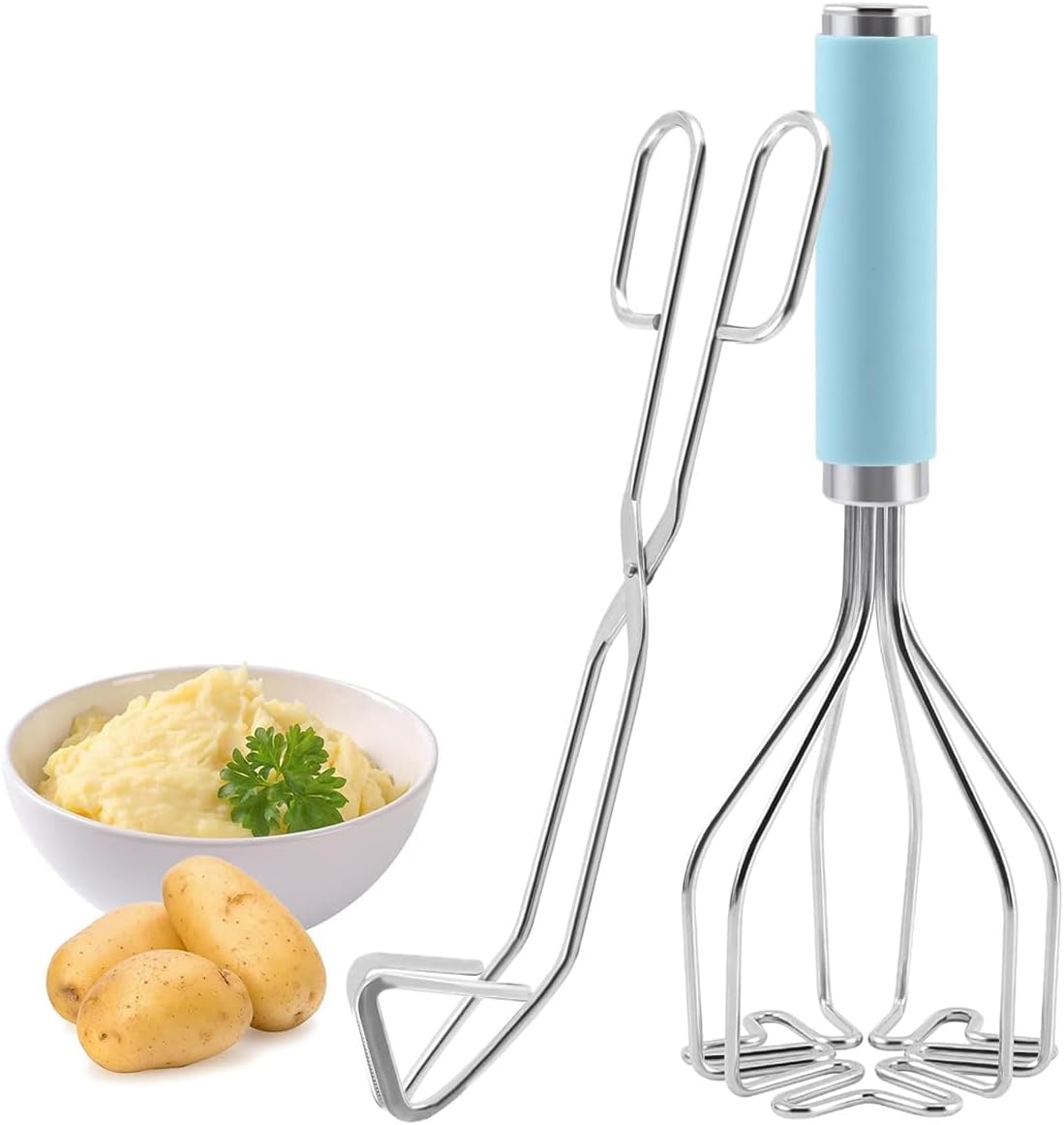 Amazon.com: 2 Pack Potato Masher Set, Professional Stainless Steel ...