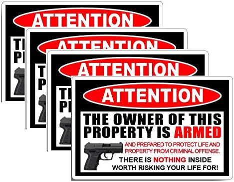Amazon.com: 4 pcs Security Warning Sticker Decal Gun Handgun Pistol ...