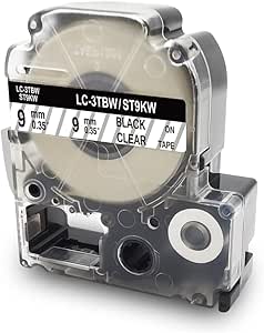 Amazon.co.jp: HeeMaa テープ キングジム互換 テプラPro用 幅9mm 長さ8m ST9KW 透明地黒文字 1個 強粘着 テープカートリッジ（ST9KW・1個） : 文房具 ...