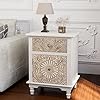 Amazon.com: HOMPUS End Table w Flower Pattern, Nightstand w Storage ...
