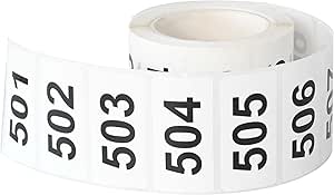 DGBDPACK Consecutively Numbered Labels, 2 x 1 Inch Self-Adhesive Vinyl ...