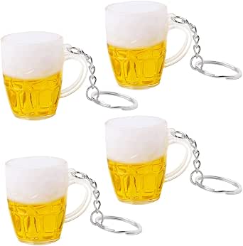 Wixine 4Pcs Unique Design Resin Beer Cup Key Chain Car Keyrings at ...