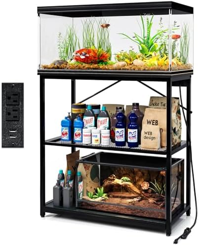 Amazon.com: OPTYMIRA Fish Tank Stand,3-tier Rack Shelf Heavy Duty Metal ...