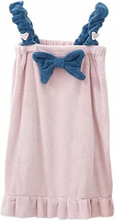 Amazon｜TUYOBIバスローブ レディース 着れるバスタオル ラップタオルタオル地 お風呂上がり 吸水 速乾 バスワンピース ふわふわ ガールズ ノースリーブ 無地 寝巻 80 ...