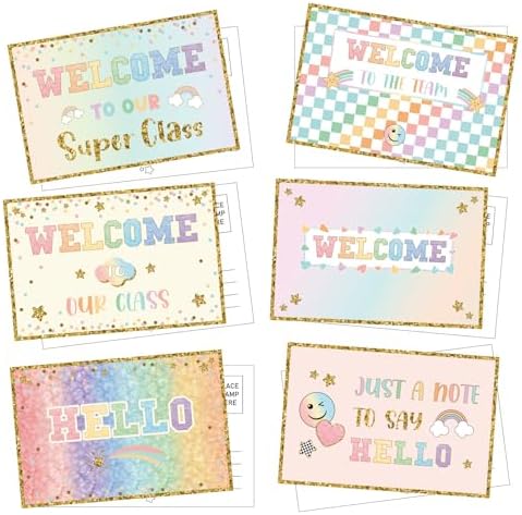 Amazon.com : Gilprop 60 Pcs Pastel Checkerboard Welcome Postcards 4 x 6 ...