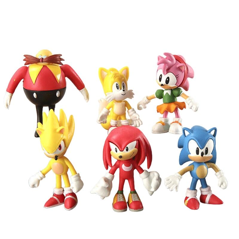 Buy RVM Toys Sonic Hedgehog Set of 6 Action Figure 6-8cm with Dr Eggman ...