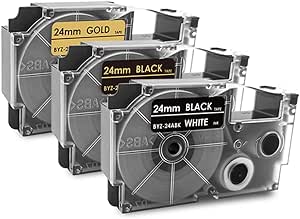 Amazon.co.jp: HeeMaa カシオ互換 24mm ネームランド テープ XR-24ABK 黒地白文字 1個 XR-24BKG 黒地金文字 1個 XR-24GD 金地黒文字 1個 ...