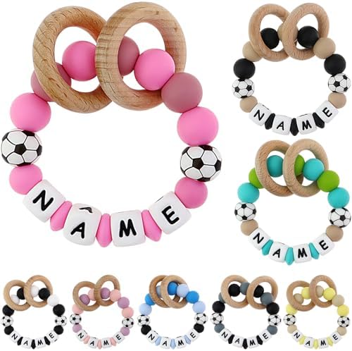 Amazon.com: Personalized Baby Teether Ring Toy Customizable Name ...