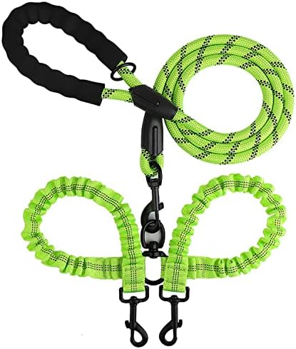 Double Dog Leash, Heavy Duty Rope Dog Leash, 360° Swivel No Tangle ...