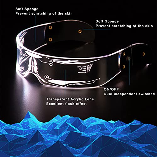 LED Luminous Glasses, 7-Color Cyberpunk LED Visor Glasses, Futuristic ...