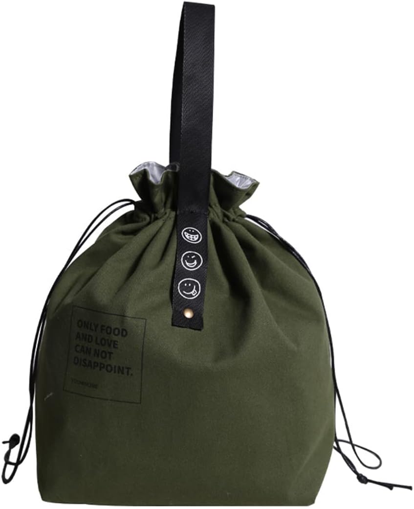 Amazon.com: Canvas Drawstring Lunch Bag Insulated Lunch Tote Japanese ...