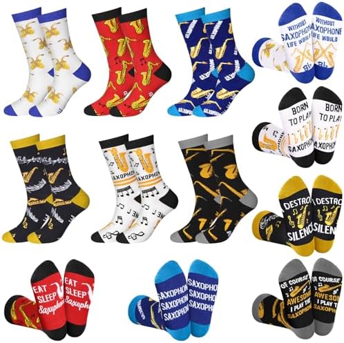 Amazon.com: Ramede 6 Pairs Saxophone Socks Gifts for Men Women Sax ...