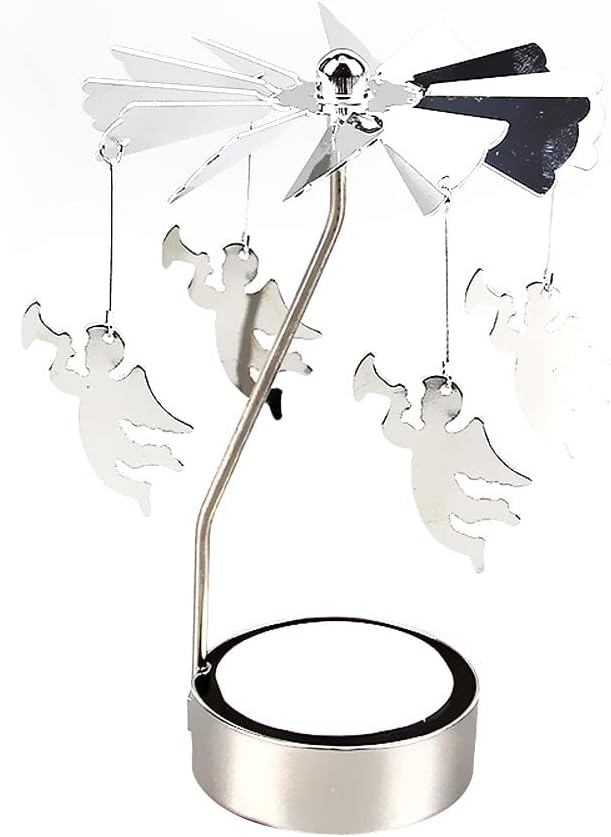 Amazon.com: Eforcase Rotary Candle Holder, Silver Spinning Flying Angel ...