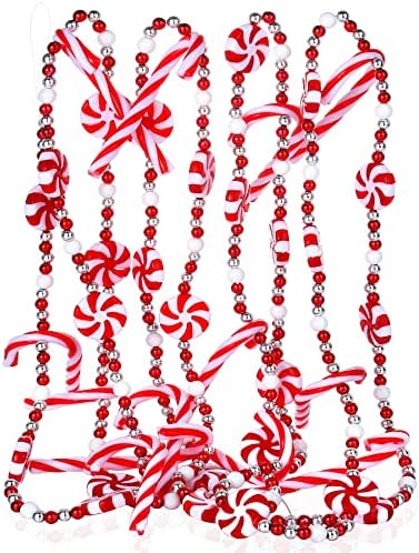 Amazon.com: 9 Foot Red & White Candy Peppermint Bead Christmas Garland ...