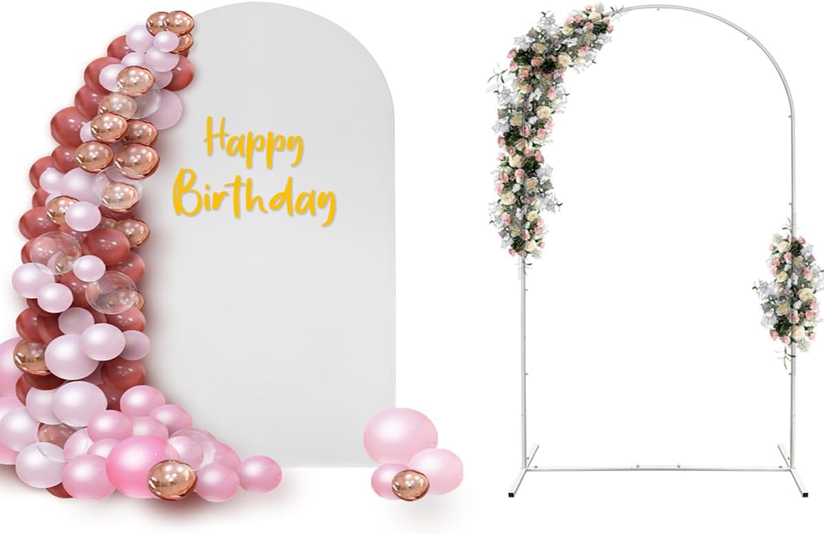 Amazon.com : Wedding Arch Backdrop Stand and White Arch Cover, Balloon ...