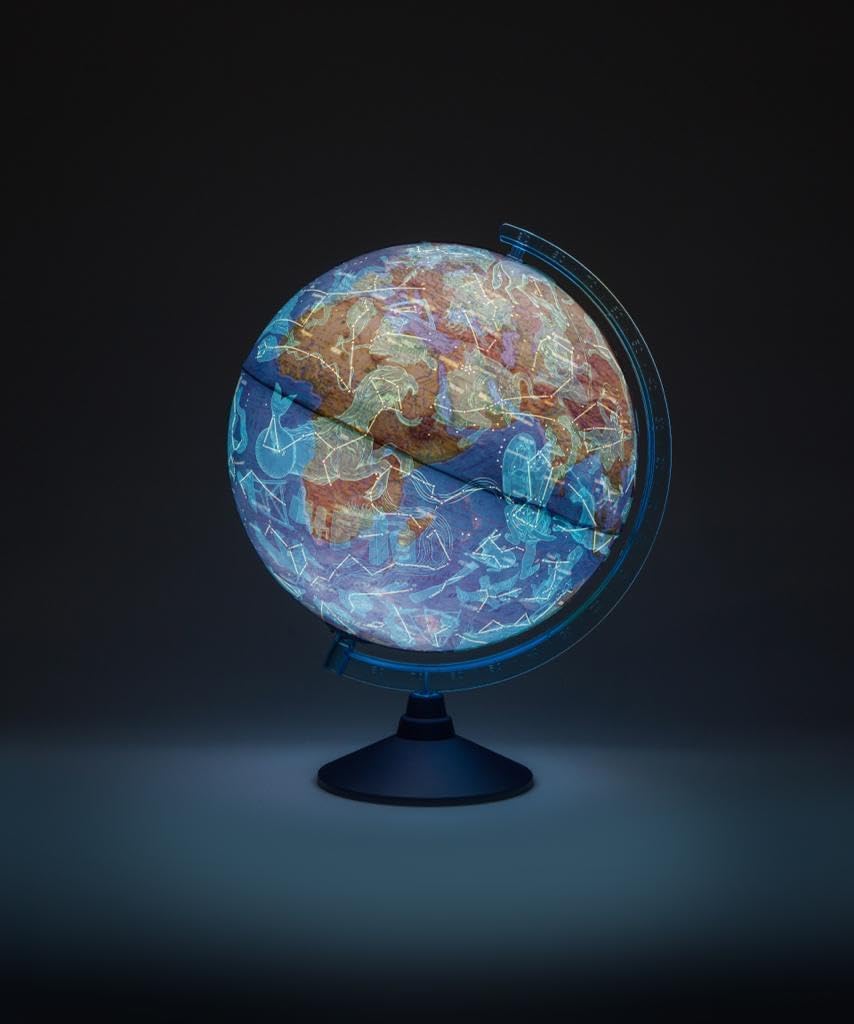 Exerz 25cm AR Globe Illuminated Cable Free LED Light - Physical Map ...