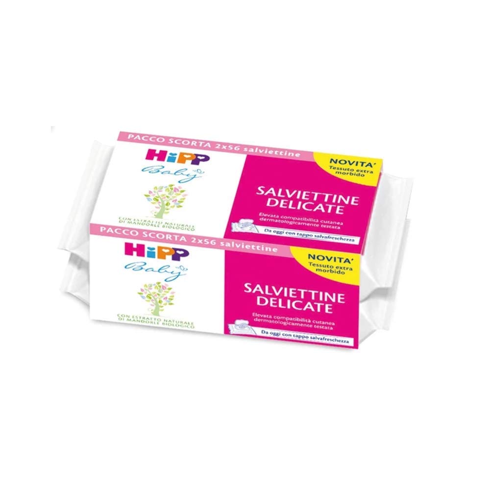 Hipp Baby-Tücher Delicate Doppelpack 2 x 56 Stück : Amazon.de: Baby