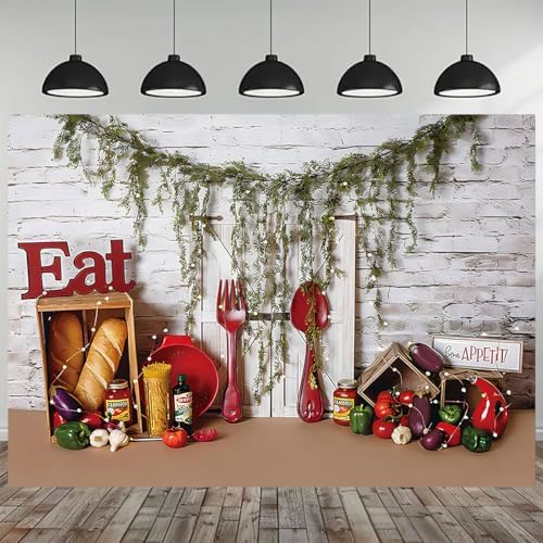 Amazon.com : Kitchen Chef Cutlery Bakery Backdrop Brick Wall Bread ...