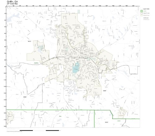 Amazon.com : ZIP Code Wall Map of Griffin, GA ZIP Code Map Not ...