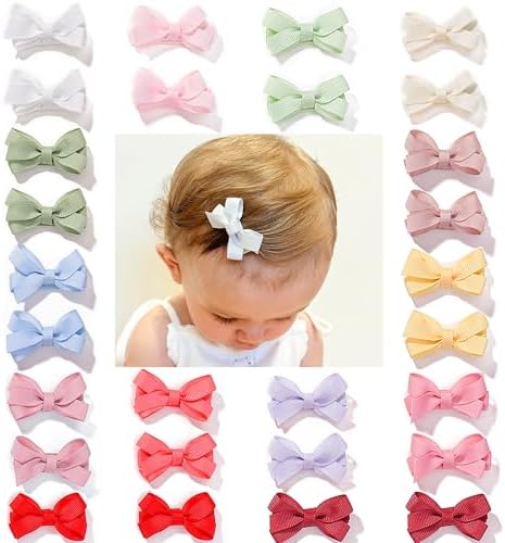 Amazon.com: 28 Pack 2'' Mini Bow Snap Clips,Baby Girls Grosgrain Ribbon ...