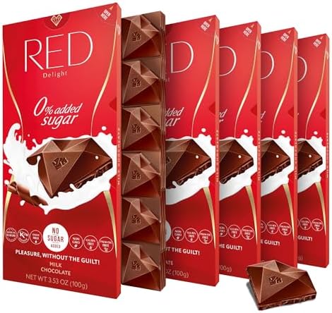 Amazon.com : Red Delight Milk Chocolate Bars – 3.53 oz Pack of 6– Low ...