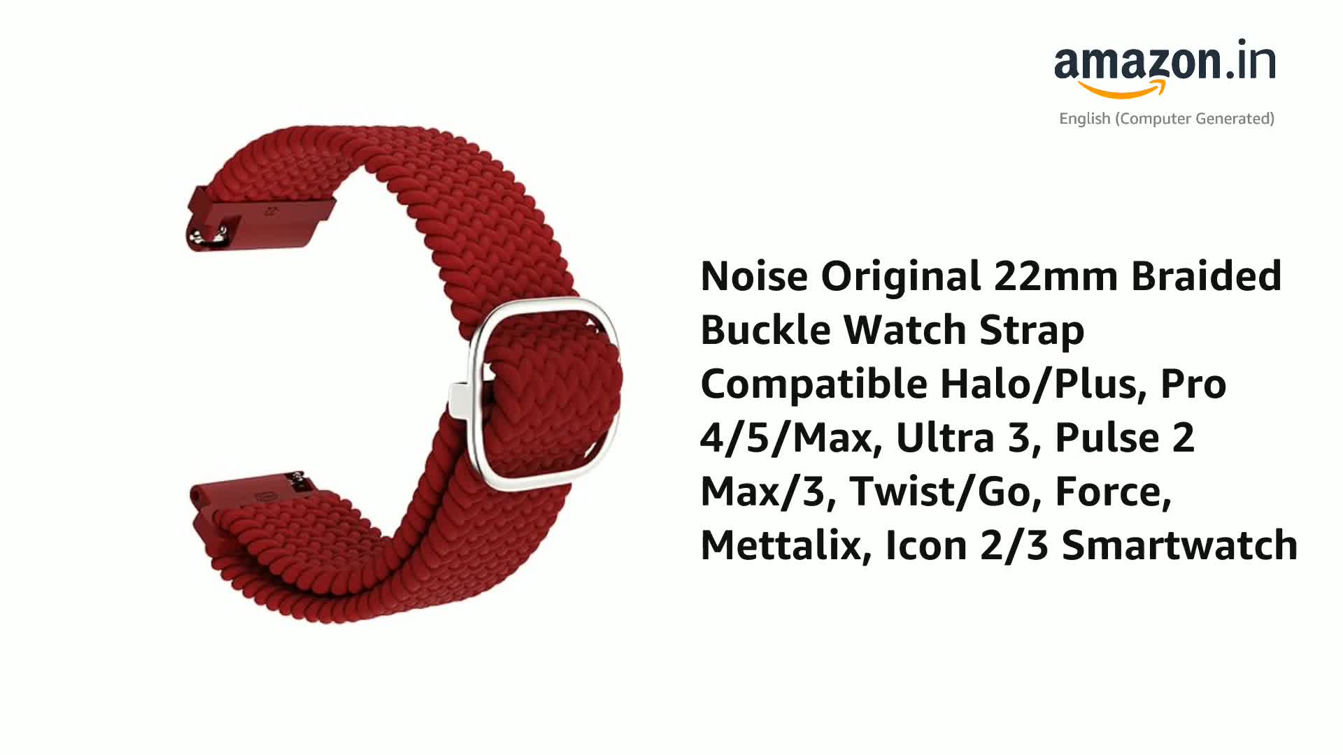 Watch Noise Original 22mm Braided Buckle Watch Strap Compatible Halo ...